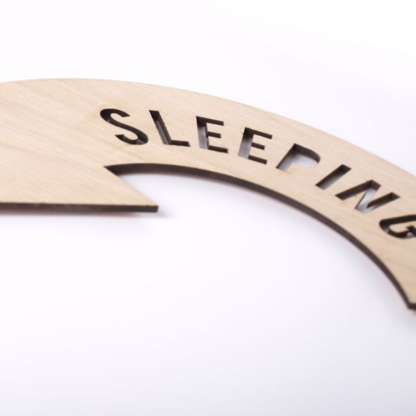 Sleeping Curved Arrow Wooden Wall Sign