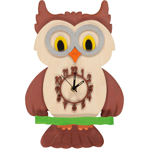 Brown Owl Personalised Wooden Pendulum Clock - Handmade in the UK