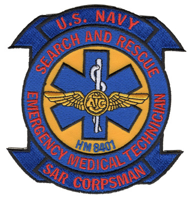 SAR Search And Rescue Corpsman EMT Air Ambulance Patch Color ...