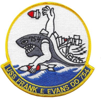DD-754 USS Frank Evans Destroyer Ship Shark Patch | Destroyer Patches ...