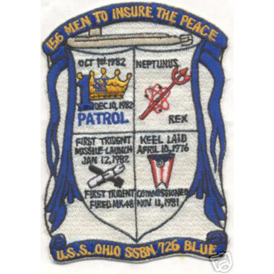 SSBN-726 USS Ohio 1982 1st Patrol Cruise Patch | Submarine Patches ...