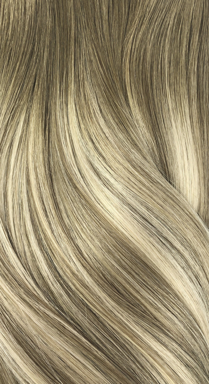 Creme Brulee - Volumizer 20" Silk Seamless Clip In Remy Human Hair Extensions 60g :Rooted ...