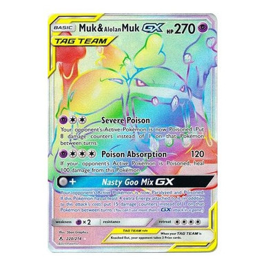 SM Unbroken Bonds 220/214 Muk & Alolan Muk GX (Rainbow Rare Tag Team ...