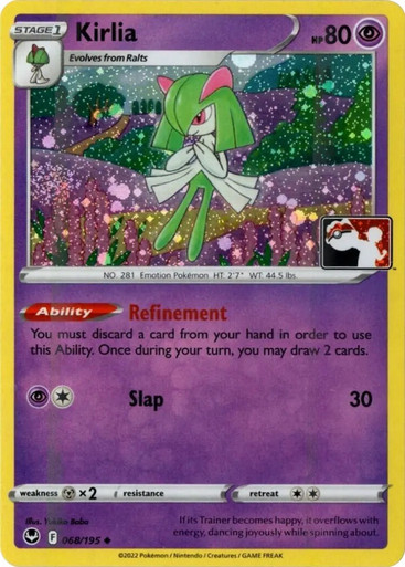 SWSH Silver Tempest 068/195 Kirlia (Prize Pack League Promo Cosmo Holo ...