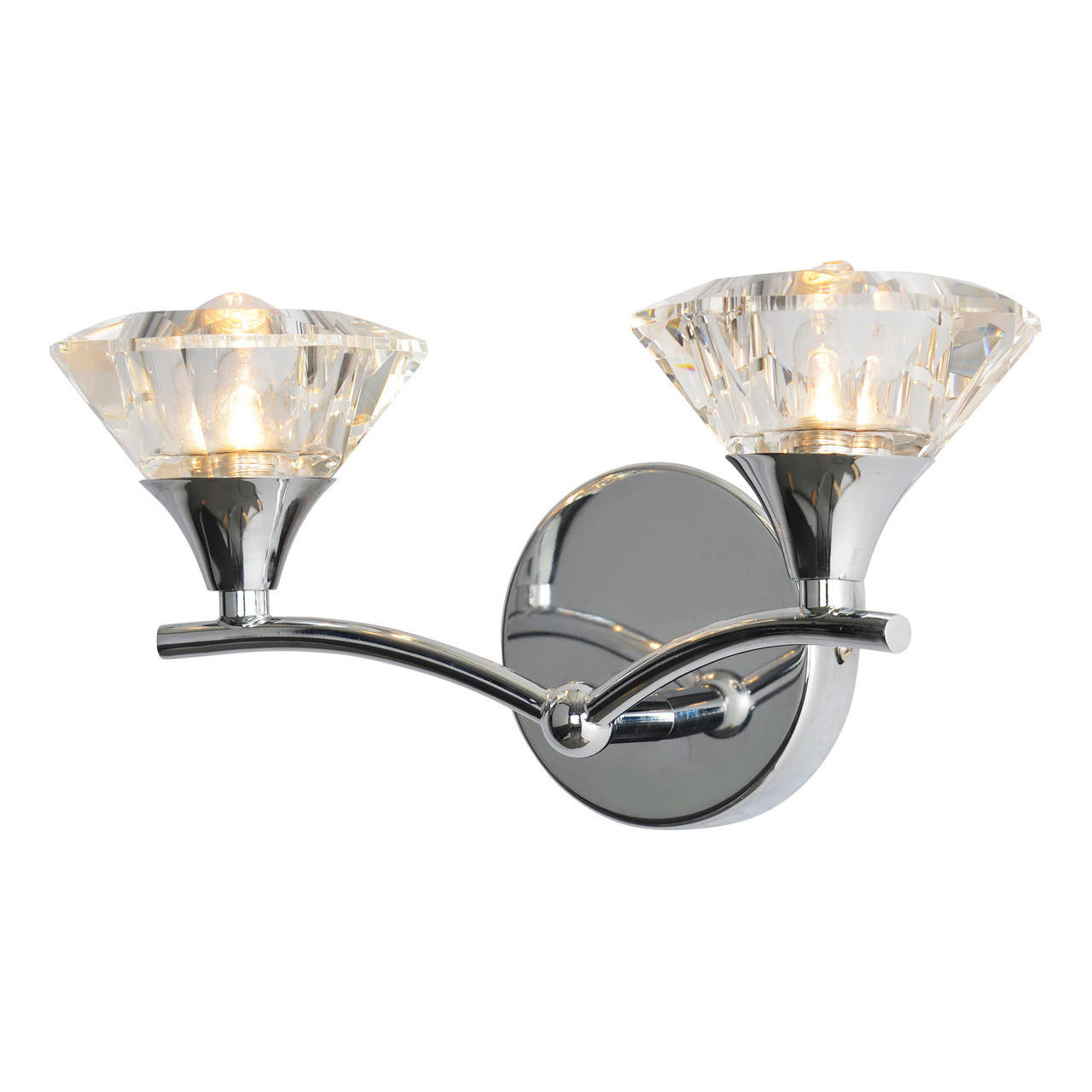 Spa Reena 2-Light Wall Light Chrome/Clear | Lightbulbs Direct