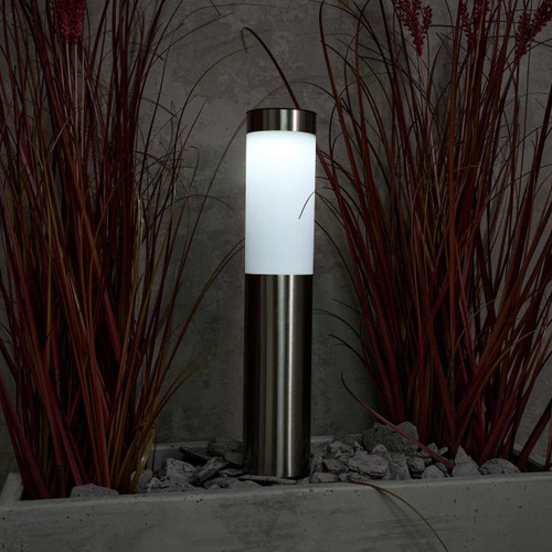 Zink CRESWELL LED Solar Spike Light Stainless Steel | Lightbulbs Direct