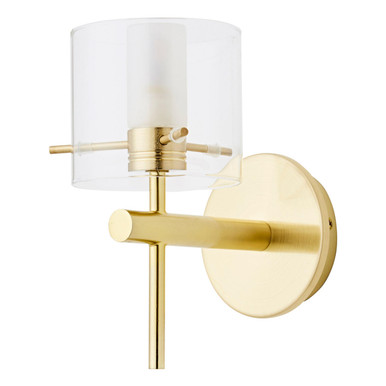 Spa Gene Single Cylinder Wall Light Brass/Clear | Lightbulbs Direct