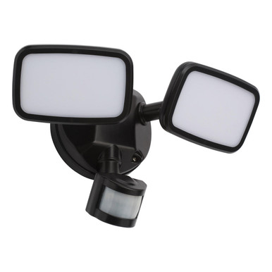 Zink LYNN LED PIR Twin Security 20W 4000K Black | Lightbulbs Direct