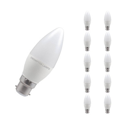 Crompton LED Candle B22 5W Dim 6500K Opal 10-Pk | Lightbulbs Direct
