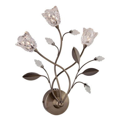 Firstlight Cindy 3-Light Wall Light Clear in Antique Brass | Lightbulbs ...