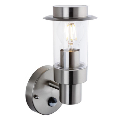 Firstlight Darwin Outdoor Wall Lantern PIR Sensor Clear in Stainless ...
