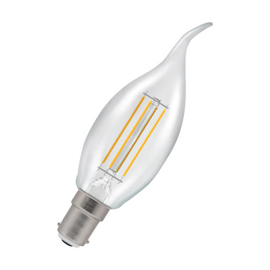 Crompton LED Bent Tip Candle B15 4.2W 2700K Clear | Lightbulbs Direct