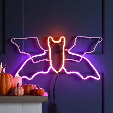 Festive 33cm Lit Neon Flex Bat Moving Wings Light | Lightbulbs Direct