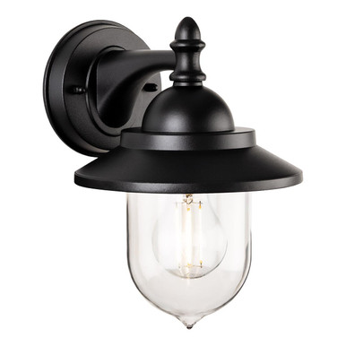Firstlight Stanley Outdoor Wall Lantern Clear in Black | Lightbulbs Direct