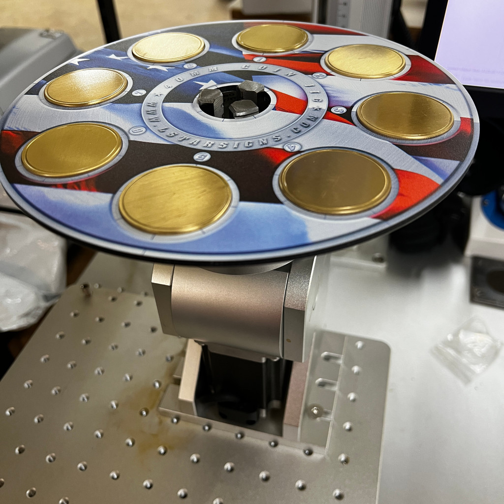 Rotary Coin Jig Holder for 40mm Coins - Laser Engravable