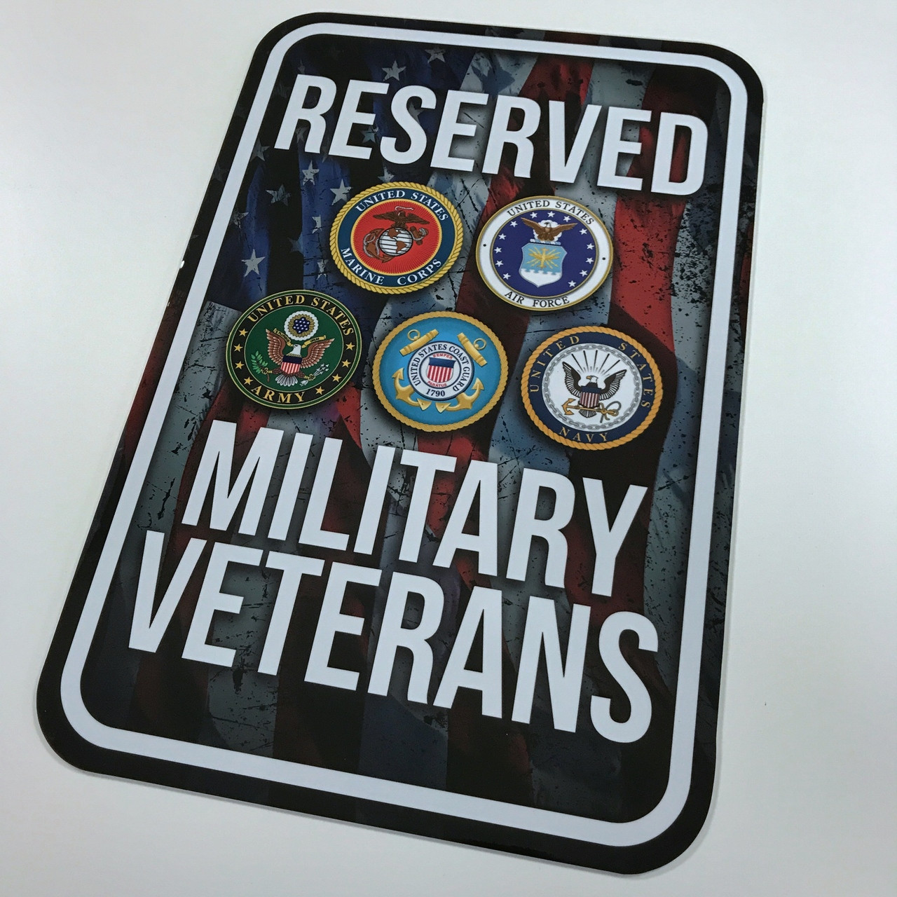 Reserved Military Veterans Parking 12 x 18 - Metal Sign