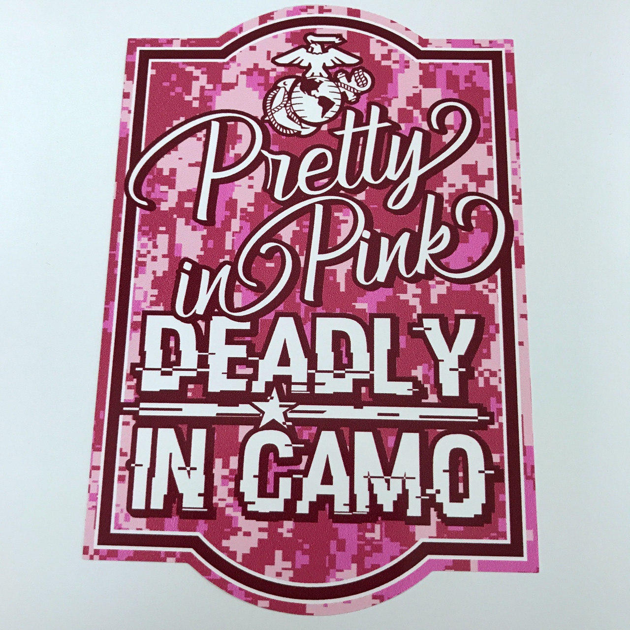 USMC Pretty In Pink Deadly In Camo - Sticker