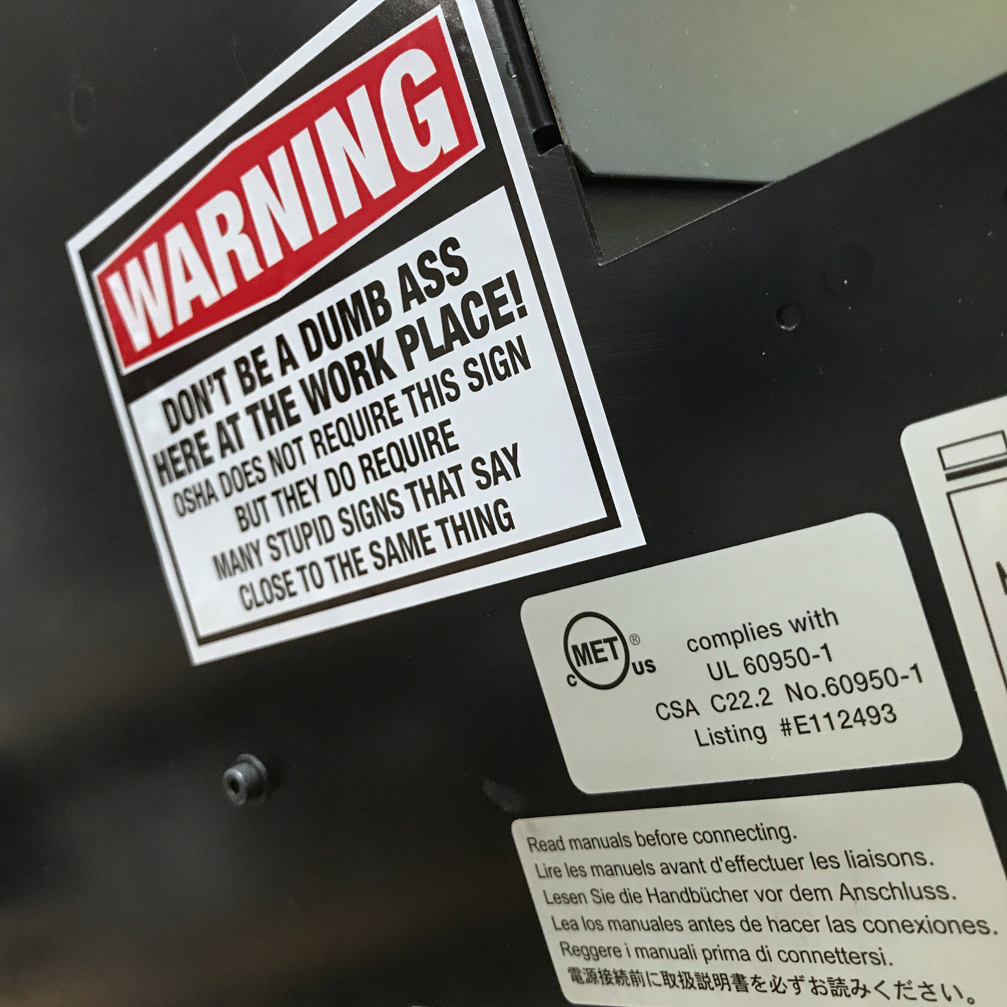 Warning Don't Be A Dumb Ass OSHA - Sticker