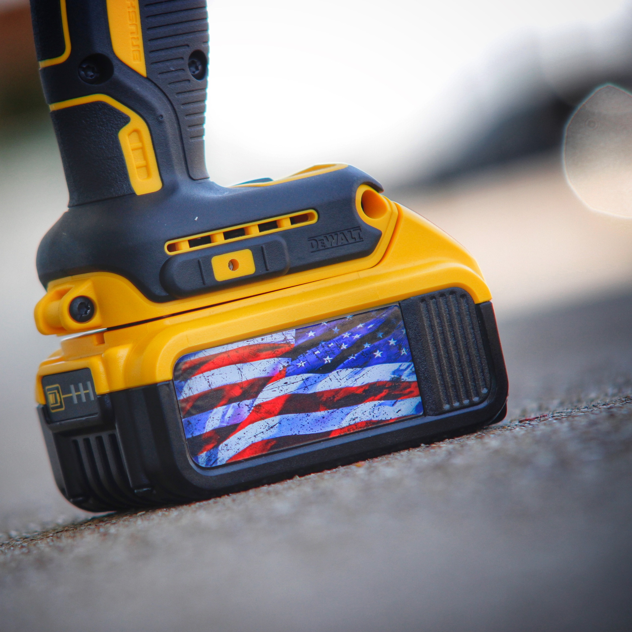 American Flag Stickers for Dewalt 20v 4 amp and 5 amp battery (2 pack)