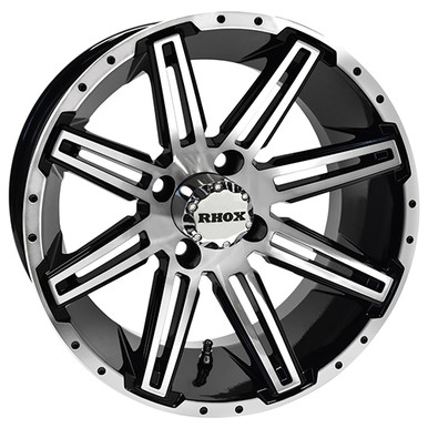 Wheel Machined RHOX, Machined Gloss Black, 14x7, ET-25 Golf Carts; TIR ...