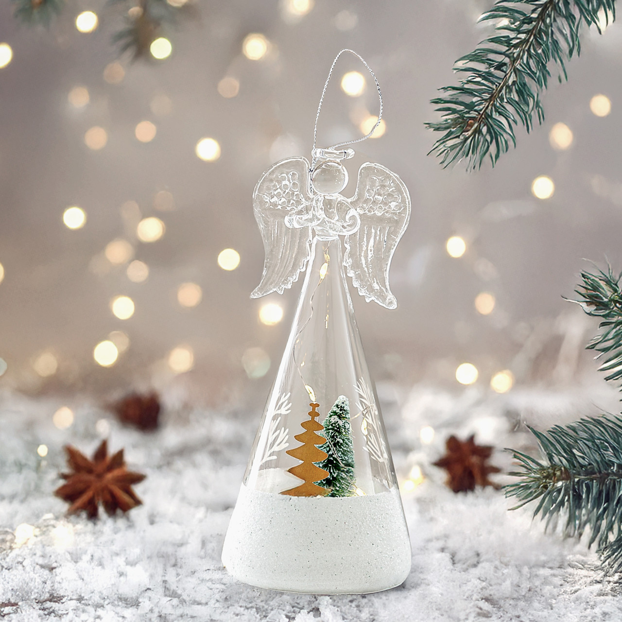 Crystal White Angel with tree Glass Ornament - Great Christmas Gift ...