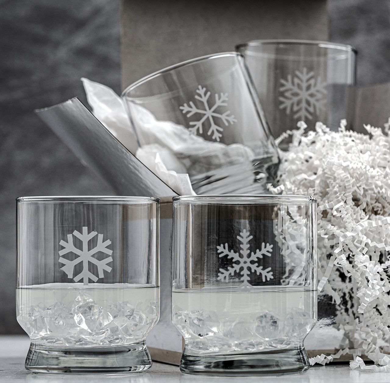 Snowflake Glasses Etched - Great Teacher's Gift | The Crystal Shoppe