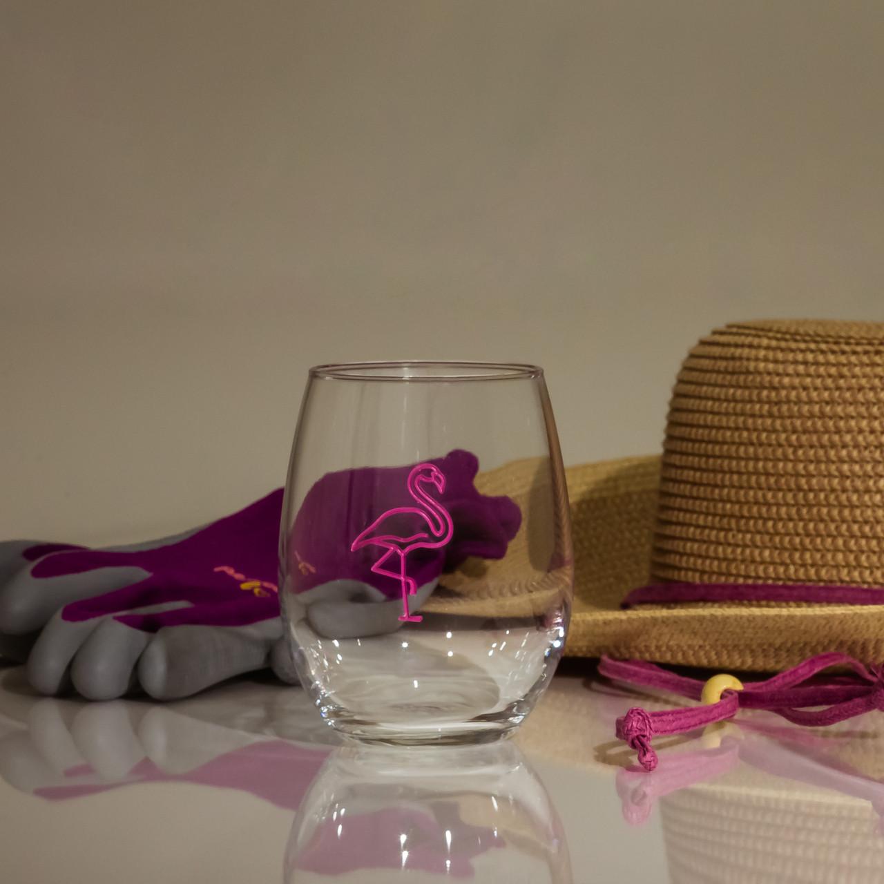 Stemless Flamingo Wine Glasses, Engrave Pink Stemless Wine Glasses ...