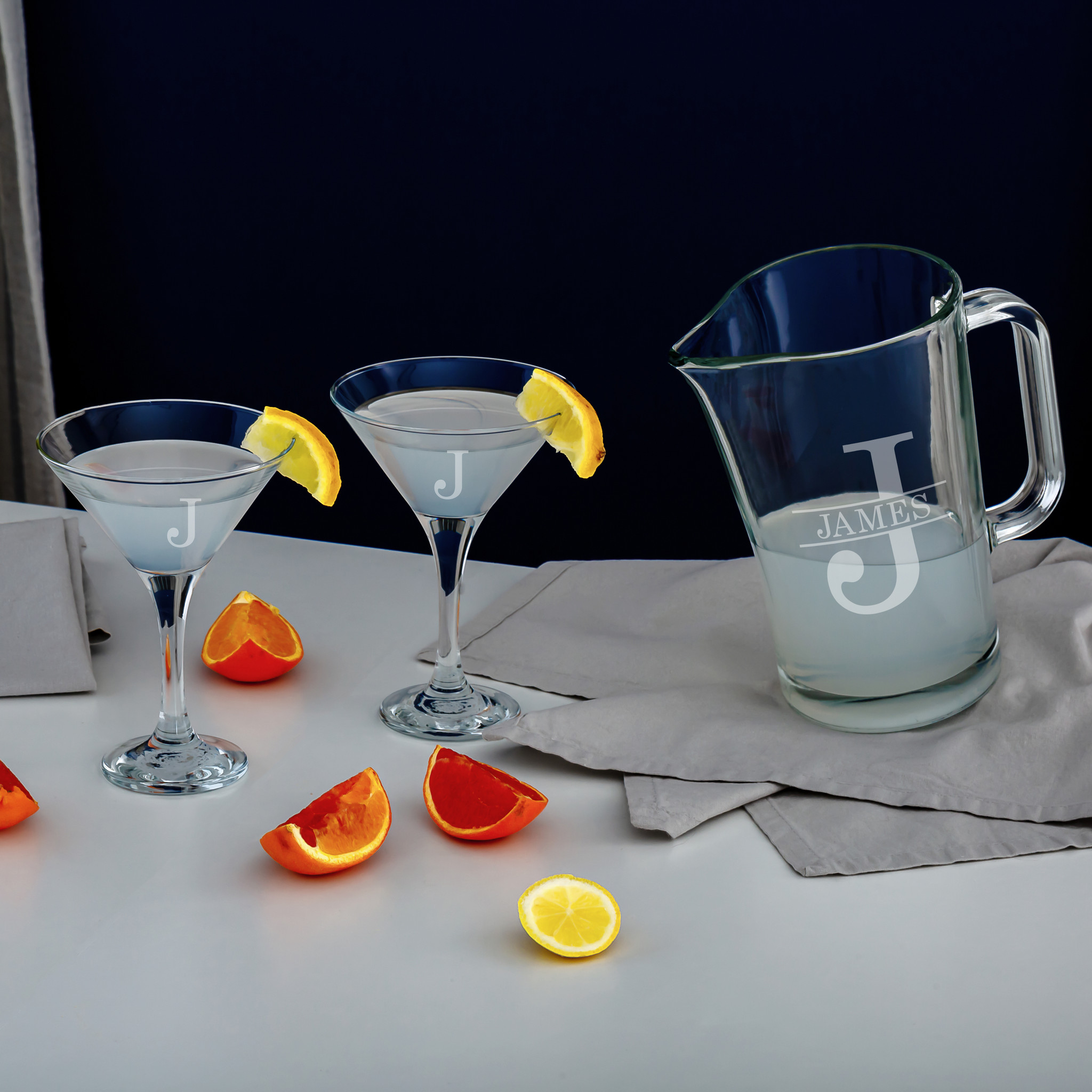 Martini Set, Etched, 3-pce - The Crystal Shoppe