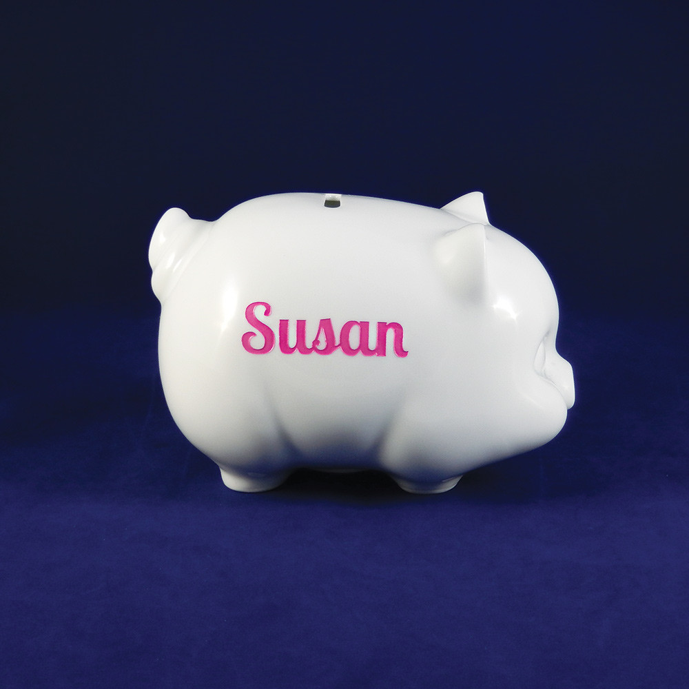 Personalized Porcelain Piggy Bank - The Crystal Shoppe