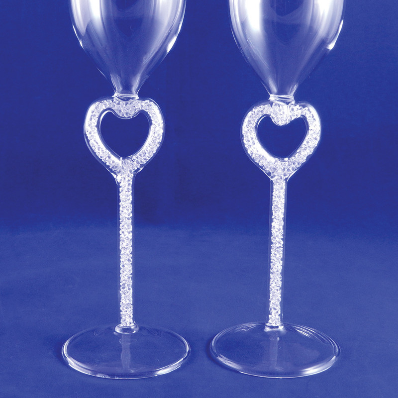 Personalized Diamond Cluster Heart Flute Pair - The Crystal Shoppe