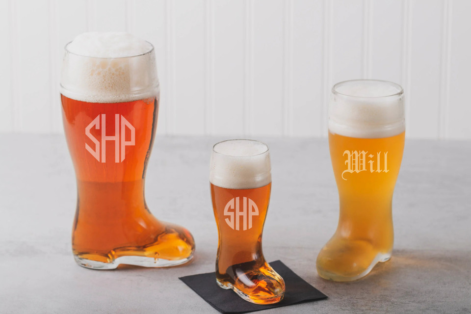 Personalized Beer Boot, Grooms Gift, Military Gift, The Crystal Shoppe.