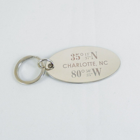 Personalized Coordinate Oval Key Chain - The Crystal Shoppe
