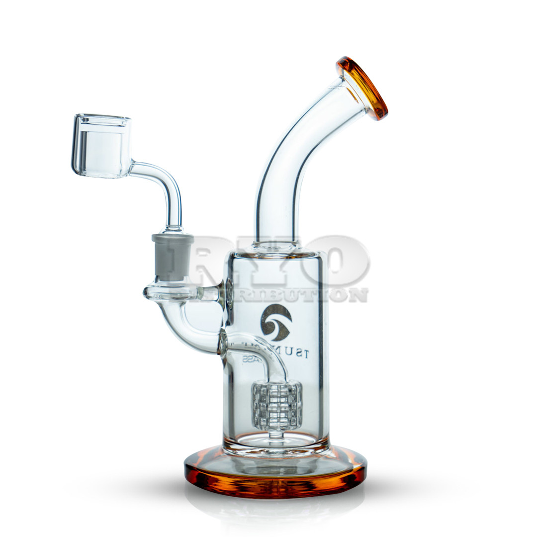 Tsunami Concentrate Rig Shower Head Glass Water Pipe 9" Amber - RYO ...