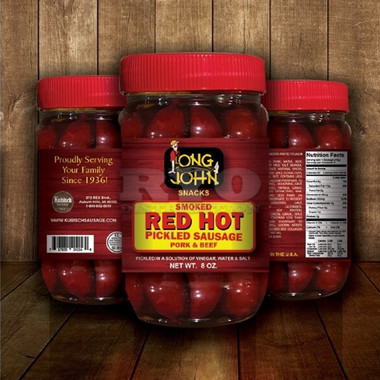 LONG JOHN PICKLED SAUSAGE RED HOTS 8OZ - RYO Distribution