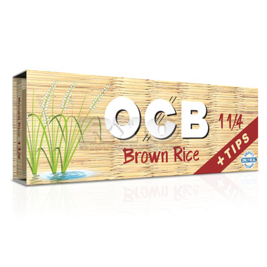 OCB BROWN RICE ROLLING PAPERS 1 1/4 SIZE WITH TIPS - RYO Distribution