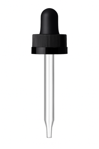 Child-Resistant Dropper – 20/400 Black with 91 mm Glass Pipette