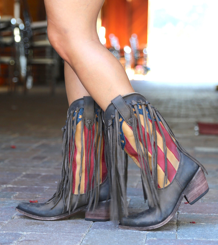 Liberty Black Fringe American Flag Boot Smog LB712937