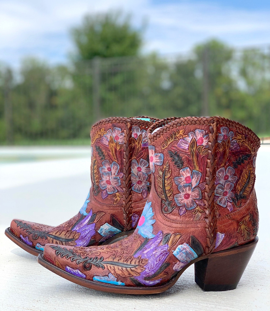 Corral Honey Tooled Ankle Boot A4004