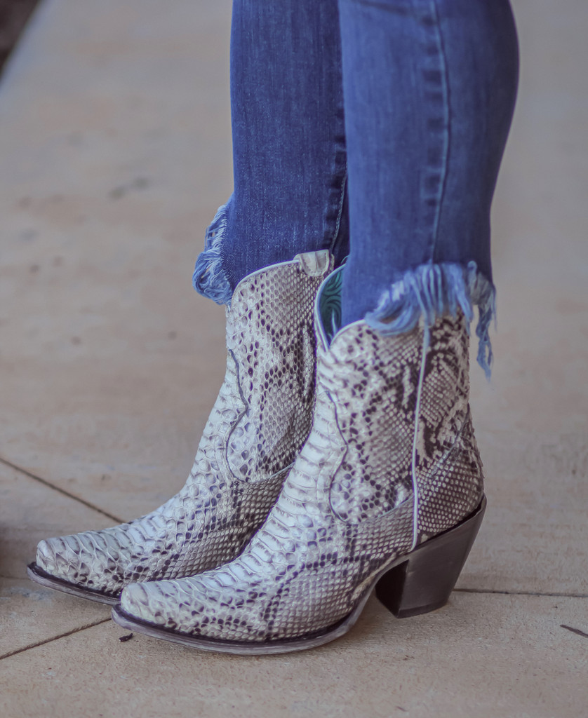 Corral Natural Python Zipper Ankle Boot A3791