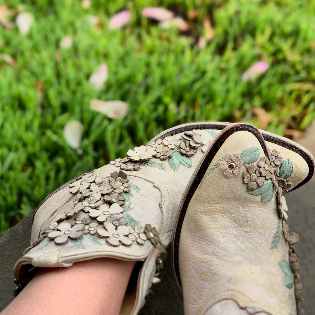 Corral White Floral Overlay Ankle Boot A3678