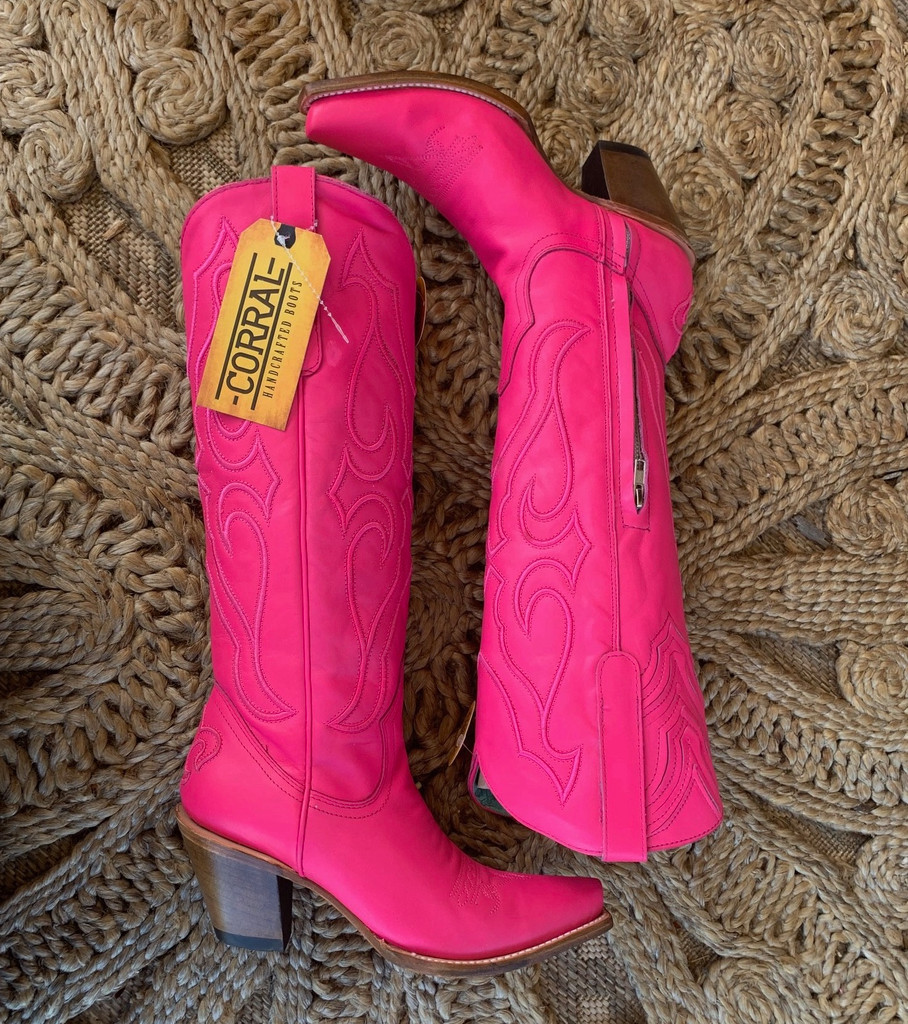 Corral Barbie Fuchsia Pink Tall Top Stitch and Inlay Boot Z5157