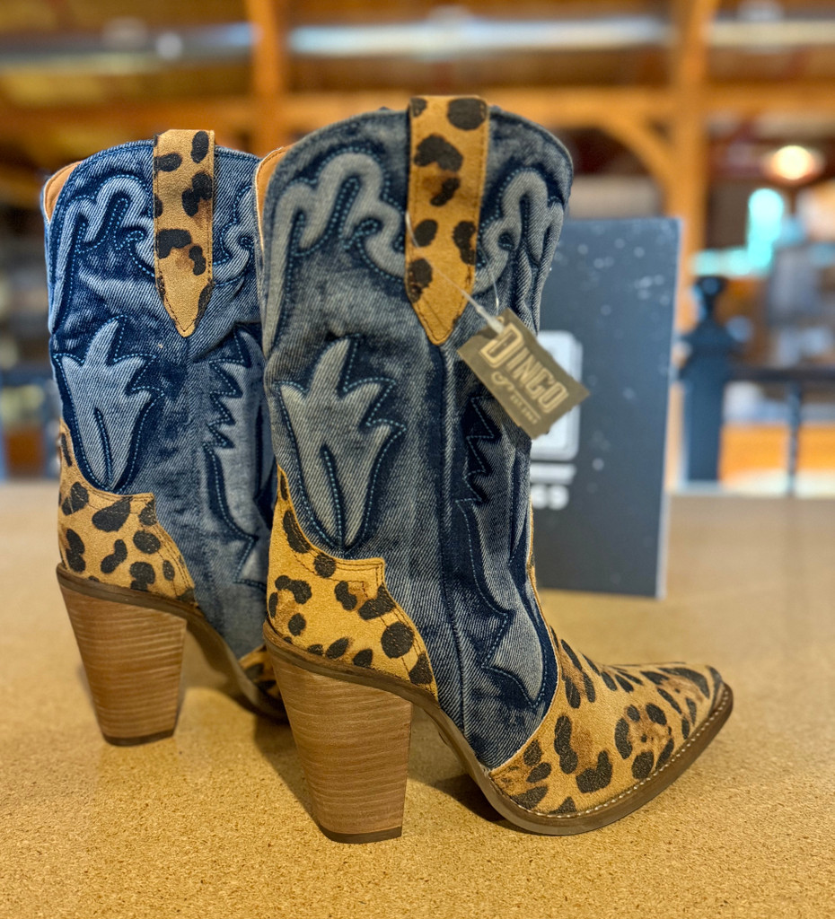 Dingo by Dan Post Tipsy Bootie Leopard Denim DI2247