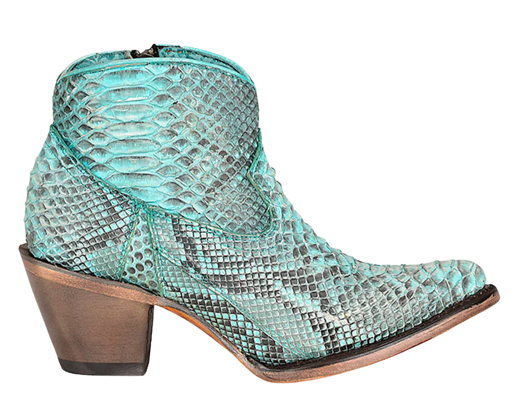 Corral Turquoise Python Zipper Bootie A4323