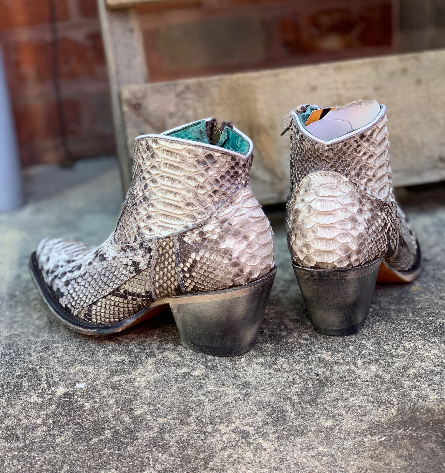 Corral Natural Full Python Side Zip Bootie A4319