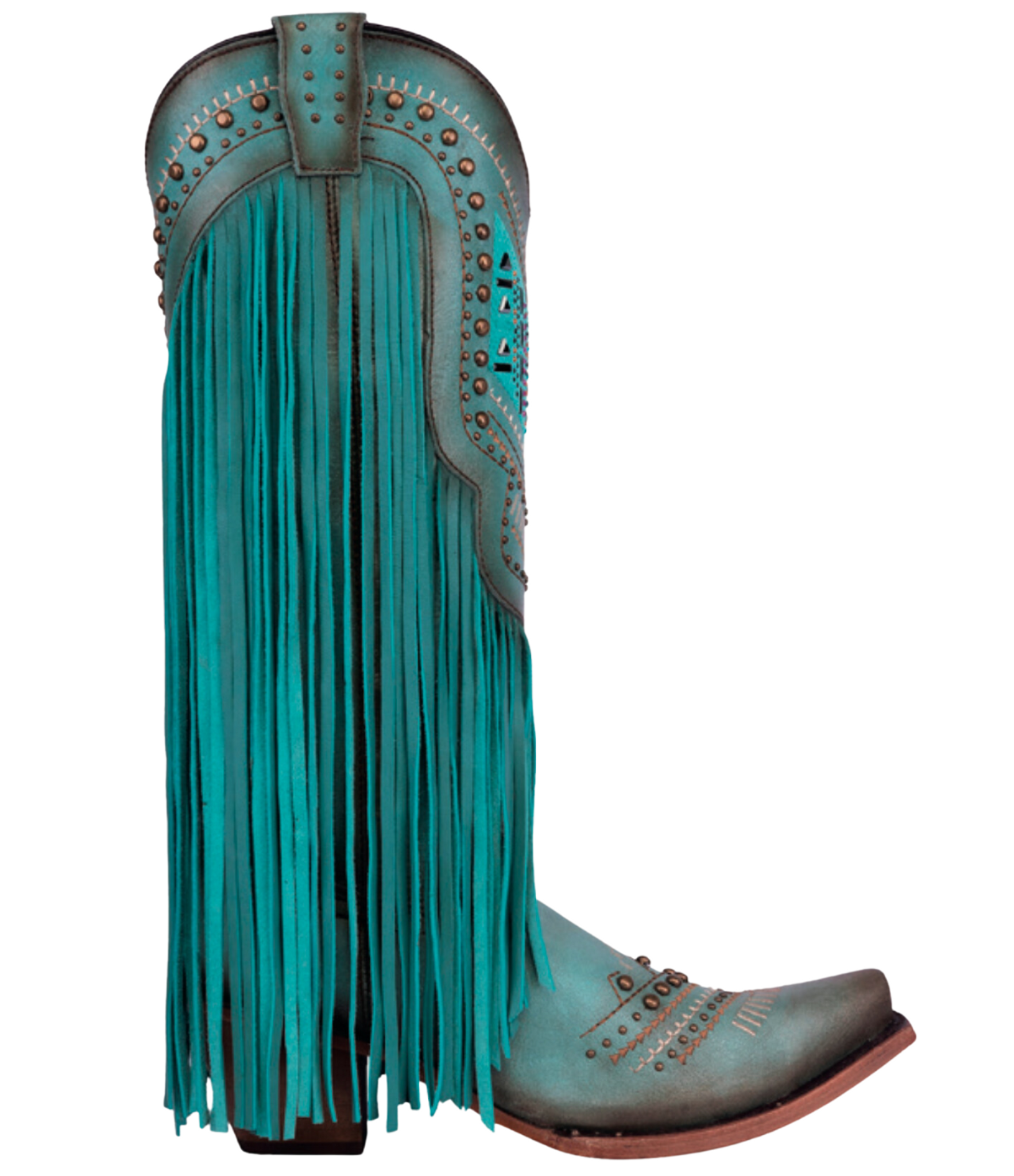 Corral Turquoise Embroidery Crystals Lamb Fringe C4077