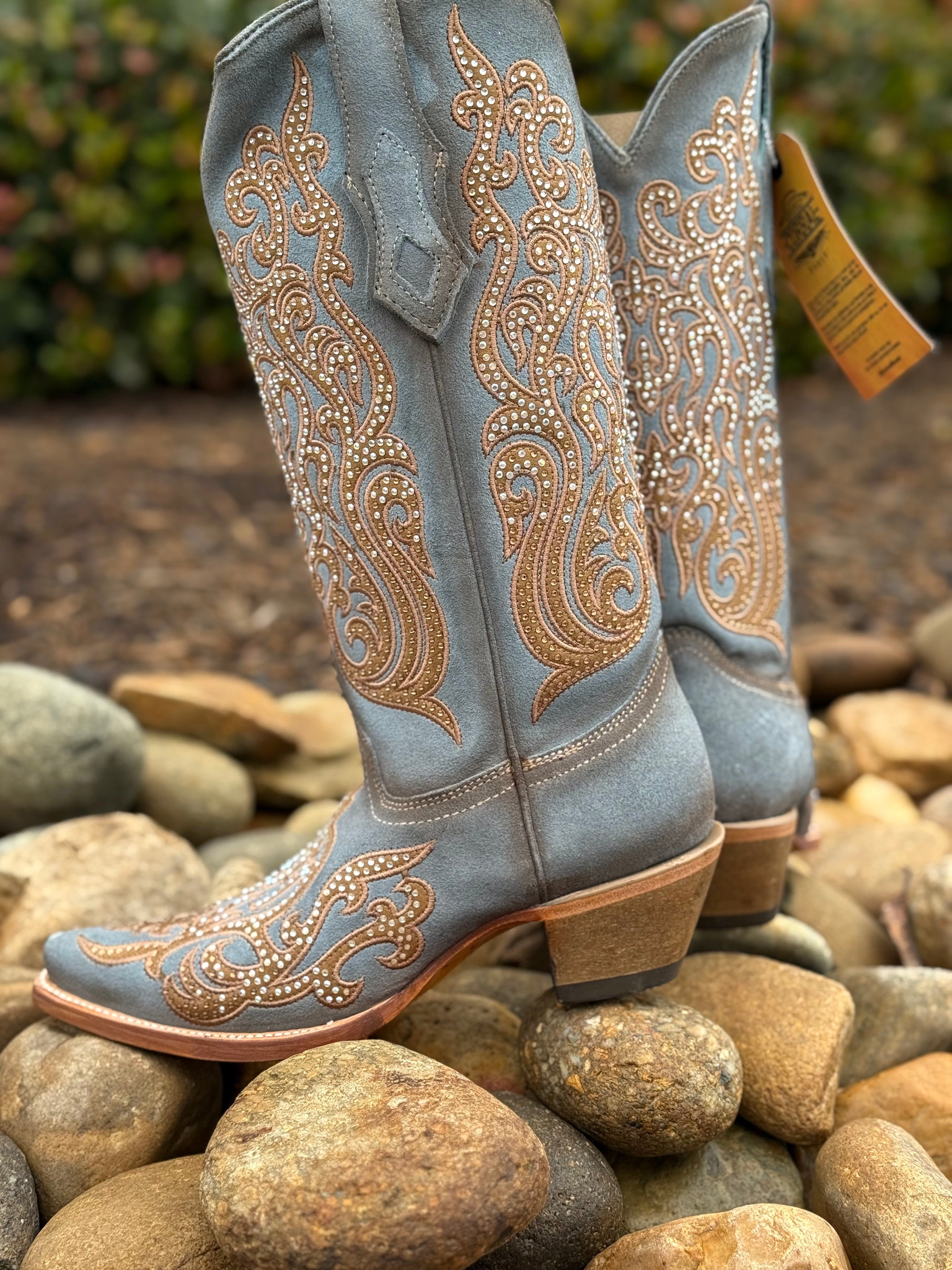 Corral Blue Honey Overlay Embroidery Crystals C4124