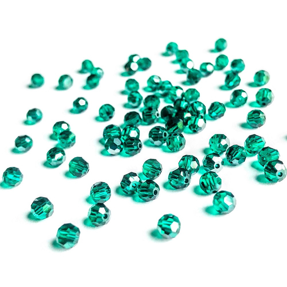 Exclusive Swarovski 5000 5mm Round Beads Emerald Satin (36 pieces ...