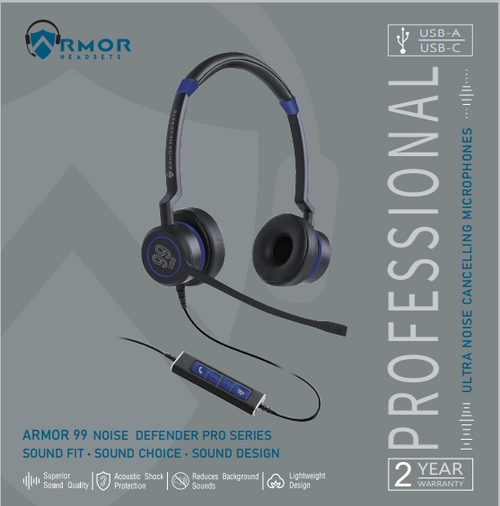 Double Ultra Noise Cancelling USB Microsoft Teams Wired Binaural Headset