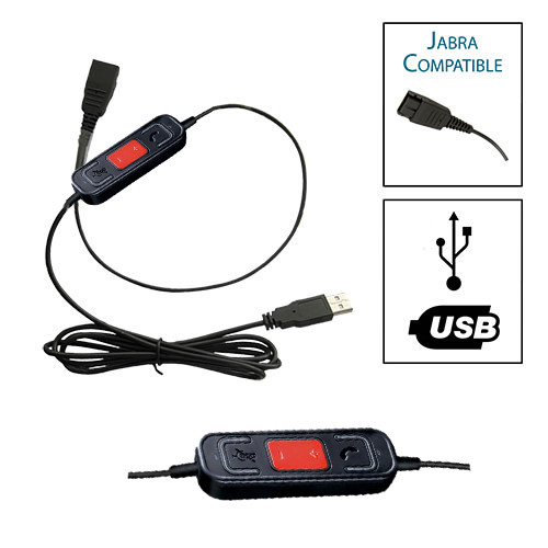 Jabra Compatible USB-A Adapter for Softphones with Volume and Mute ...