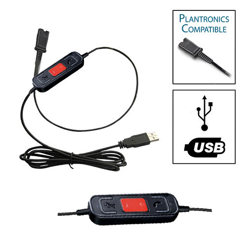 Plantronics-Poly Compatible USB-A Adapter for Softphones with Volume ...